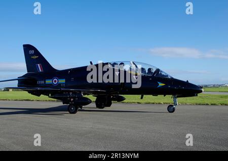 An RAF, British Aerospace Hawk T.1A taking off, before its display at ...