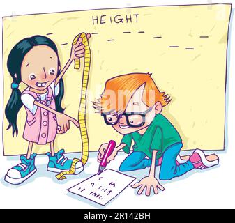 Girl measuring height Stock Photo - Alamy