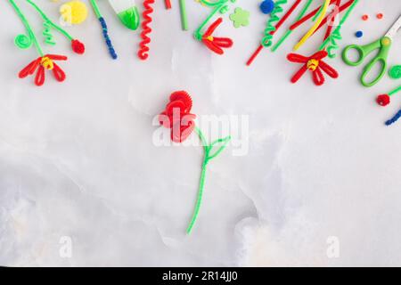 Handmade fluffy wire flowers craft with kids women's mother's day gift ...