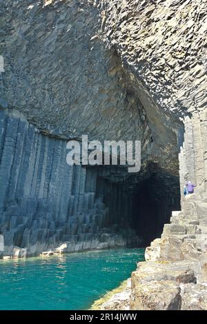 The famous Fingal's Cave at Staffa island, hexagonal basalt columns ...