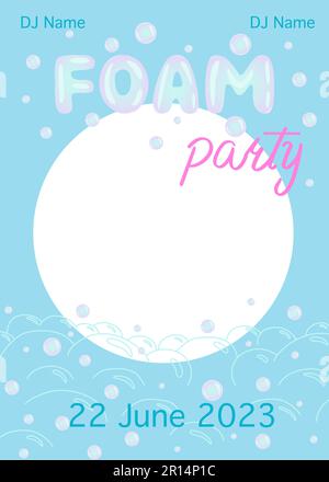 Foam party flayer, poster or invitation template with copy space, soap ...