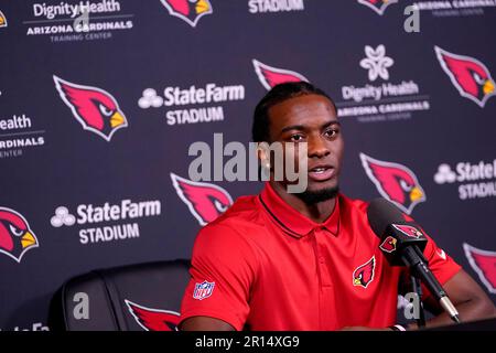 Arizona Cardinals fourth-round draft pick Jon Gaines II speaks to the ...