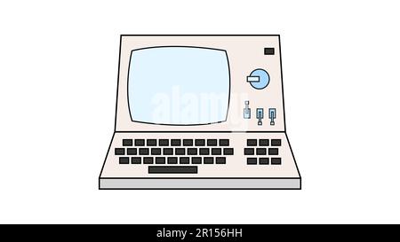 Old retro vintage hipster computer, pc with monitor and keyboard from ...