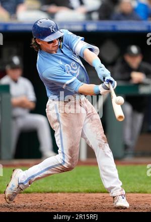 Kansas City Royals' Bobby Witt Jr. celebrates on second after hitting a ...