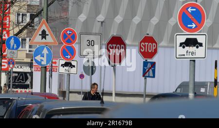 Forest of traffic signs, Schwarzbacher Strasse, Halensee, Berlin ...