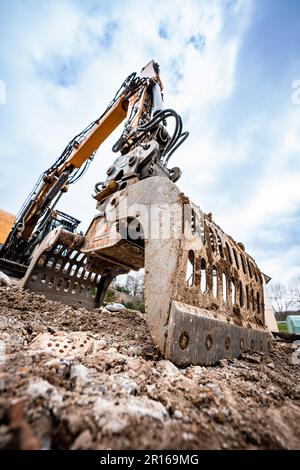 Excavator grab on construction site, Calw, Germany Stock Photo - Alamy
