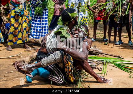 Traditional Pygmy wrestling, Kisangani, Democratic Republic of the ...