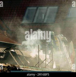 Fire brigade in action, house fire, Germany Stock Photo - Alamy