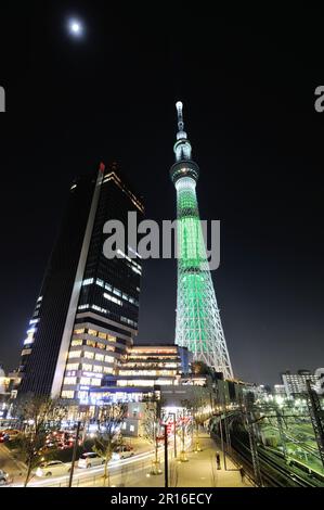Oshiage station, tokyo sky tree station arial shot from the northeast ...