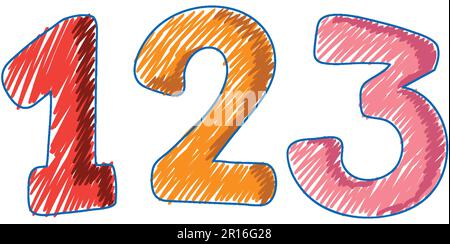 Numbers in Pencil Colour Sketch Simple Style illustration Stock Vector ...