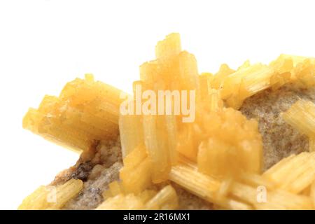 yellow alunite crystals isolated on the white background Stock Photo ...