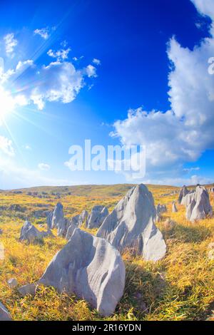 Limestone of Karst plateau and glow of the sun Stock Photo - Alamy