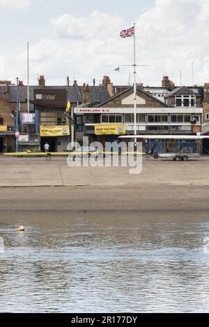 Putney Embankment, boathouses and the River Thames, Putney, London ...