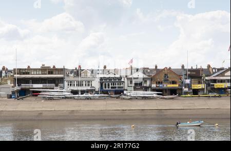 Putney Embankment, Dulwich College Boat Club and assorted boathouses on ...