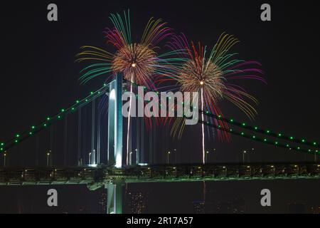 Tokyo Bay Grand Fireworks Festival Starmine Firework and Rainbow Bridge ...