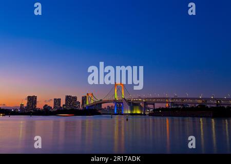 Lighted up Rainbow Bridge Stock Photo - Alamy