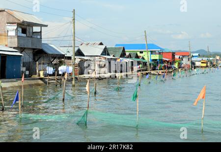 The Philippines, Samar Island, Calbayog: colourful wooden fishing boats ...