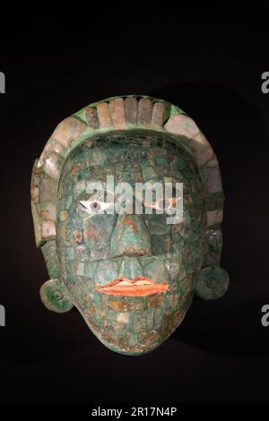 Mayan jade death face mask of king Pakal, Palenque, Mexico Stock Photo ...