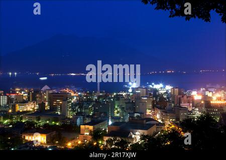 Night view of Sakurajima from Shiroyama Park Stock Photo - Alamy