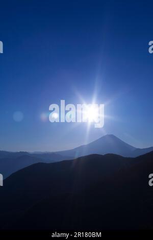 Seeing Mount Fuji and the sunrise from Mount Kushigatayama Stock Photo ...