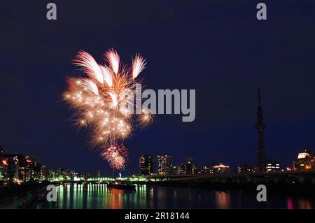 StarMine at Sumida River Fireworks Festival and Tokyo Sky Tree Stock ...