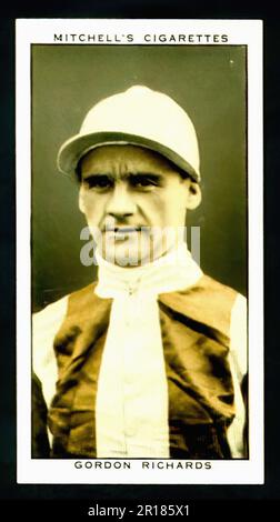Portrait of Jockey Gordon Richards - Vintage Cigarette Card Stock Photo ...