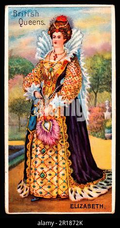 Queen Elizabeth - Vintage Cigarette Card Illustration Stock Photo - Alamy