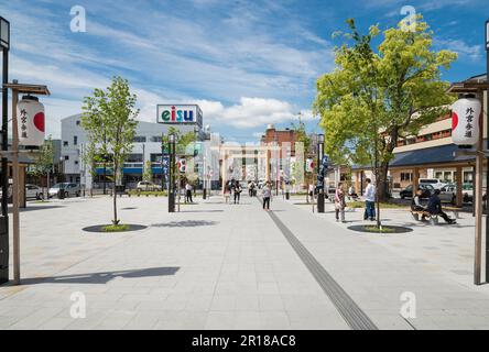 Japan, Ise, Ise-jingu Geku, Outer Shrine. Large concrete torii gate at ...