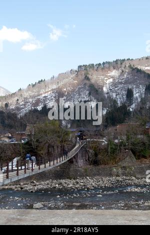 Shirakawago world heritage, Deai-bridge to the opposite shore Stock ...