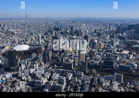 Aerial shot of Iidabashi station from the southwest towards Suidobashi ...