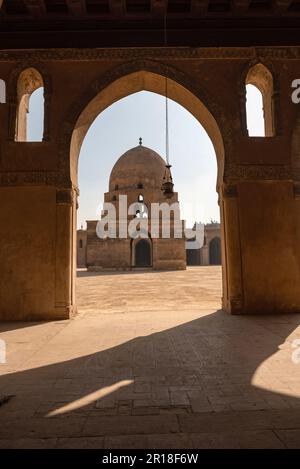 The interior architecture of the courtyard and dome of Ibn Tulin Mosque ...