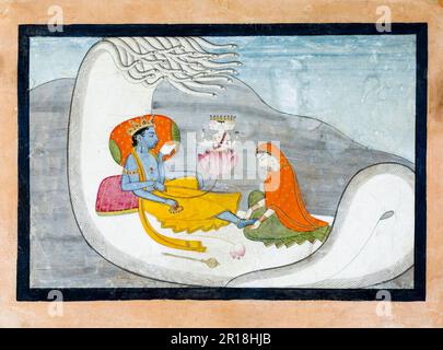 Vishnu Reclining on the Serpent Shesha, 1775-1800. The great serpent ...