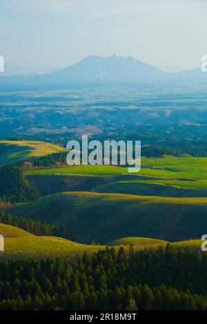 Skypark Azamidai observatory and Mount Asosan Stock Photo - Alamy