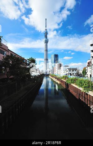 Tokyo Sky Tree Tower seen from Fukujin Bridge Stock Photo - Alamy