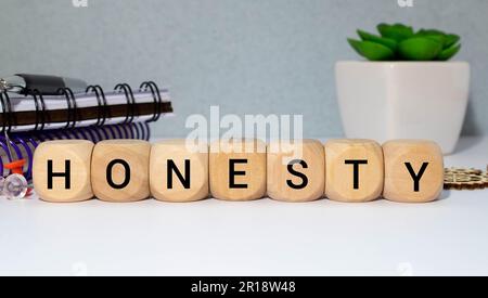 honesty word written on wood block. honesty text on table, concept ...