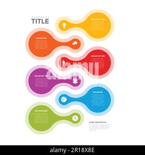 Six vector rounded vertical progress steps template with numbers, icons ...