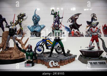 The superhero statues are seen displayed on the opening day of the ...