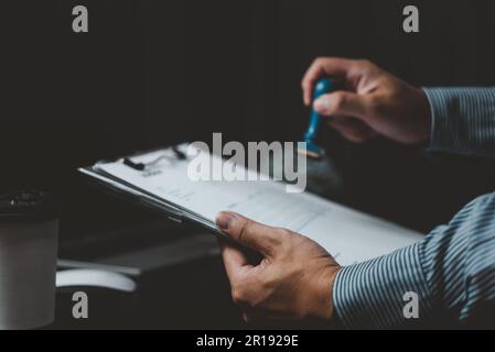 Signing approval record documents stamp confirmation occupation ...