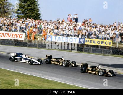 Elio de Angelis 1983 Lotus 93T Formula 1 race car at Mont-Tremblant race track, owned by ...