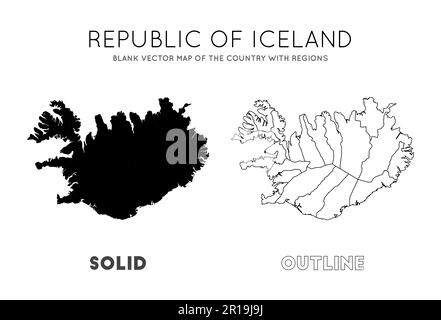 Vector blank map of Iceland with regions and administrative divisions ...