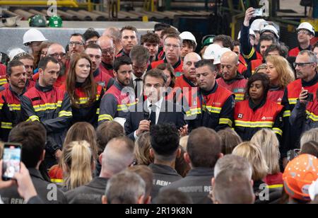 Dunkirk, France. 12th May, 2023. French President Emmanuel Macron ...
