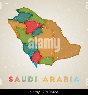 Isolated colored map of Saudi Arabia with borders of the regions Stock ...