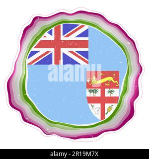 Fiji logo. Badge of the country. Layered circular sign around Fiji ...