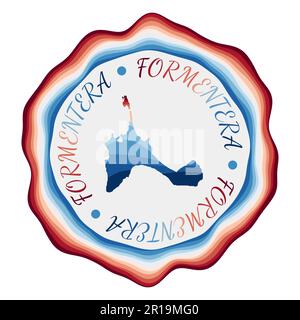Formentera Badge. Round logo of island with triangular mesh map and ...