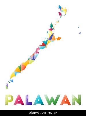 Low poly map of Palawan. Geometric illustration of the island. Palawan ...