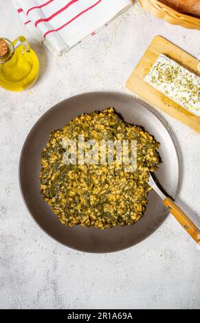 Spanakorizo, Greek spinach and rice pilaf with lemon, dill, spring ...