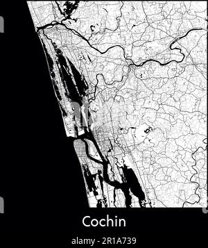 Minimal city map of Cochin (India Asia)Minimal city map of Cochin ...