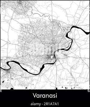 Minimal city map of Varanasi (India Asia)Minimal city map of Varanasi ...