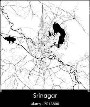 Minimal city map of Srinagar (India Asia)Minimal city map of Srinagar ...