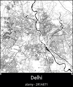 Minimal city map of Delhi (India Asia)Minimal city map of Delhi (India ...